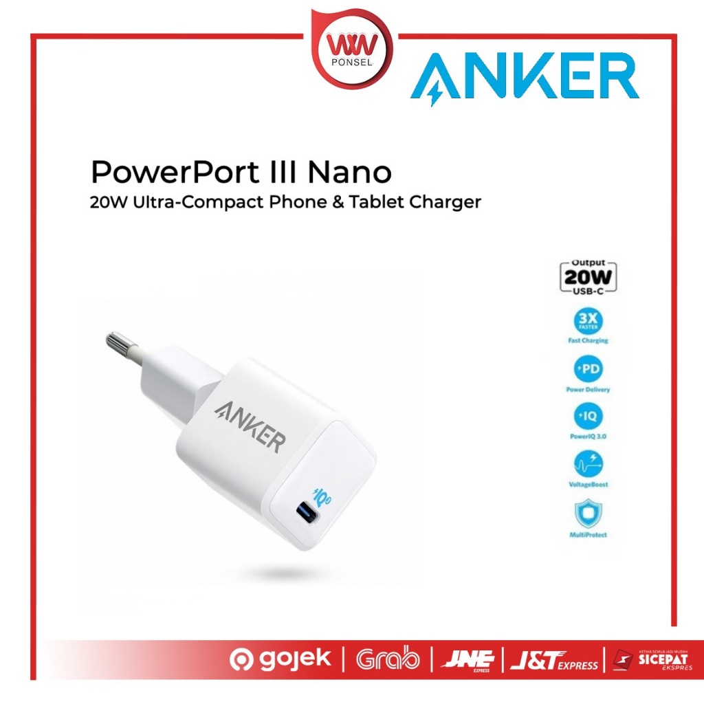 Jual Wall Charger Anker A2633 PowerPort III Nano 20W - White | Shopee ...