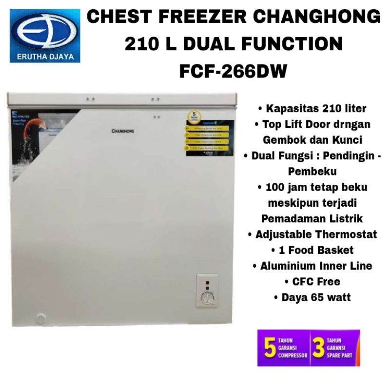 Jual chest freezer changhong 210 l dual function fcf266dw | Shopee ...