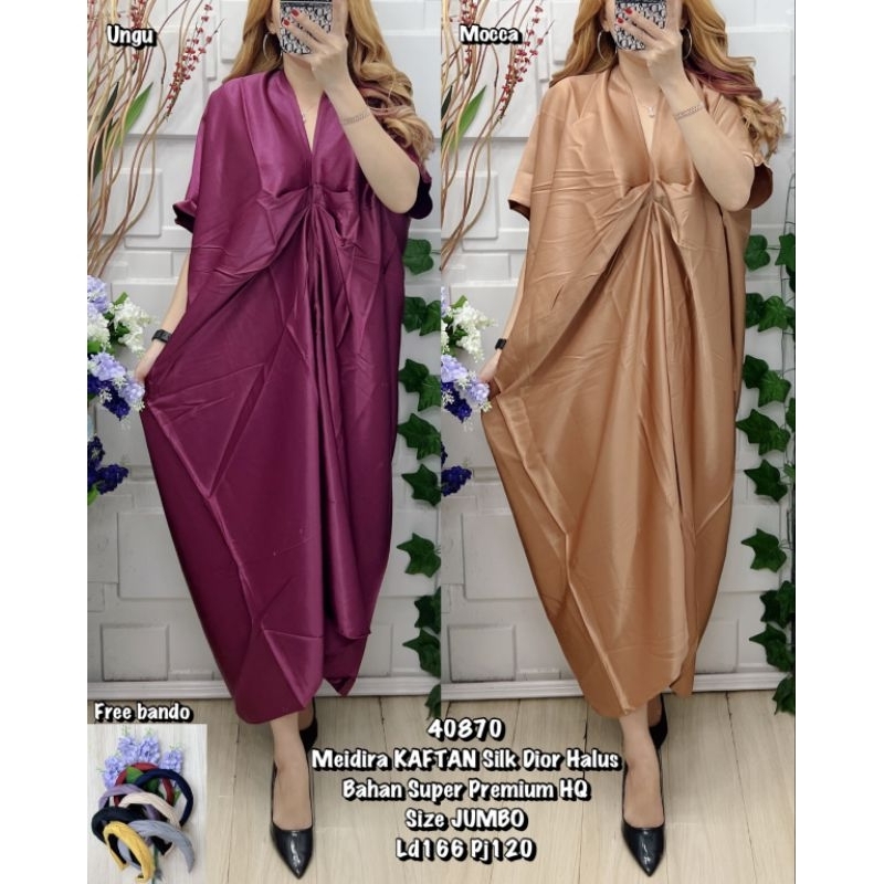 Jual 40870 Meidira KAFTAN Silk Halus Bahan Super Premium HQ Size JUMBO | Shopee Indonesia