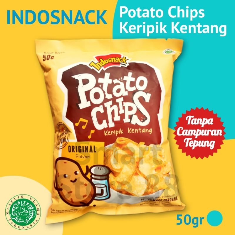 Jual INDOSNACK POTATO CHIPS 50GR KERIPIK KENTANG ORIGINAL KRIPIK ...