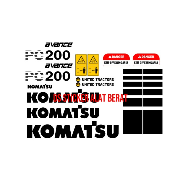Jual Sticker Excavator Komatsu Avance PC 200 - 6 / Stiker Alat Berat ...