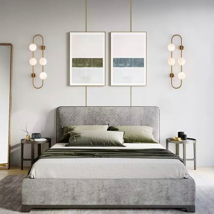 Jual Lampu hias dinding samping kasur kaca cermin rias MODERN gold OVAL LED GLASS BALL simple ...