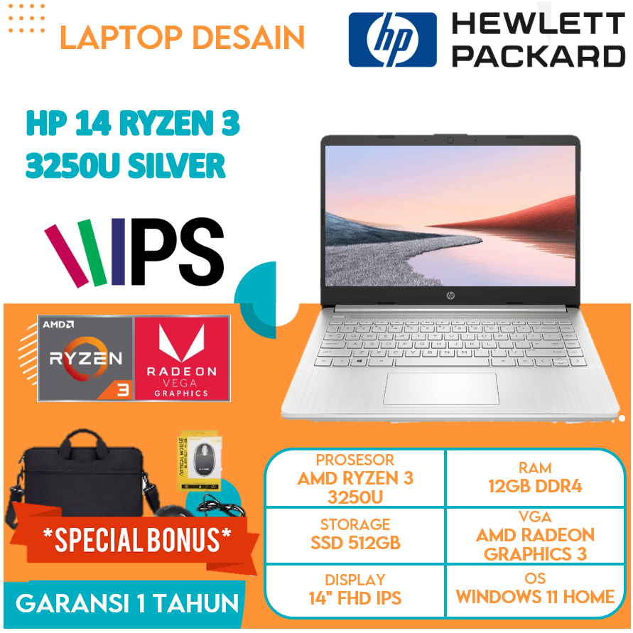 Jual HP 14 RYZEN 3 RYZEN 3 3250U 8GB 512GB FHD WIN10 SILVER | Shopee ...