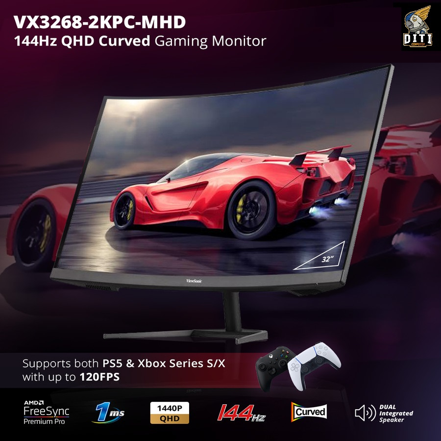 Jual ViewSonic Gaming Monitor 32" VX3268-2KPC-MHD |144Hz|1ms|Curved|Resmi | Shopee Indonesia