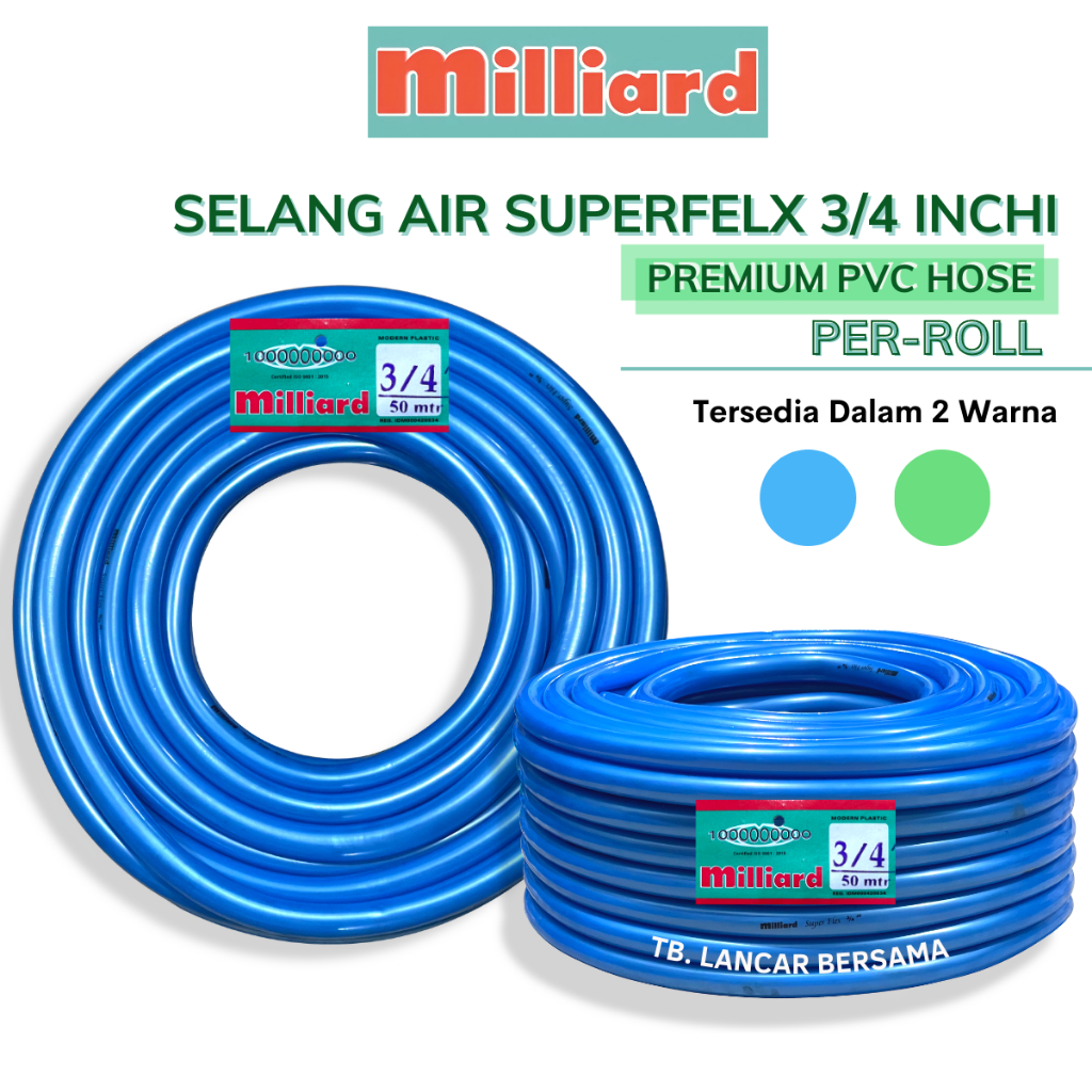 Jual SELANG AIR 3/4 INCHI MILLIARD SUPERFLEX PER ROLL - ( 50 METER ...