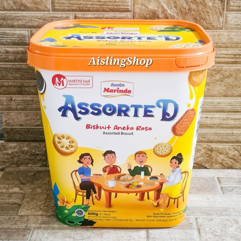 Jual Marindo Assorted 600 Gram Toples Bucket kotak Jajan Biskuit Hari ...