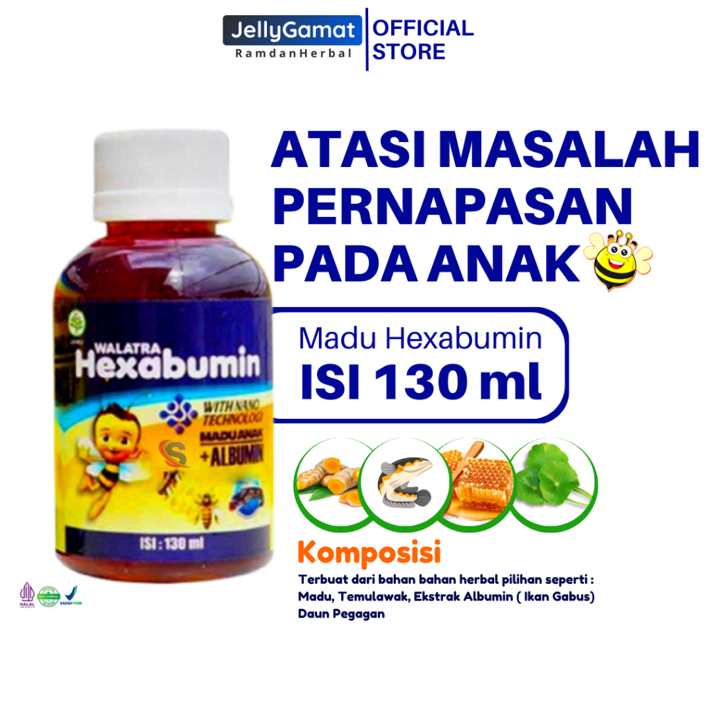 Jual Obat Anak Sesak Nafas Asma Paru Susah Nafas Hexabumin Madu Anak ...