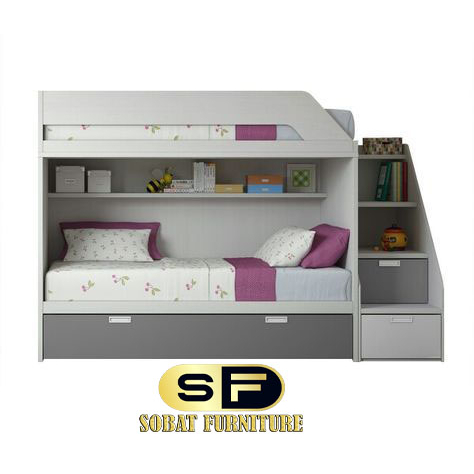 Jual Tempat Tidur Tingkat Kayu Jati Solid - Rak Penyimpanan dan Tangga ...