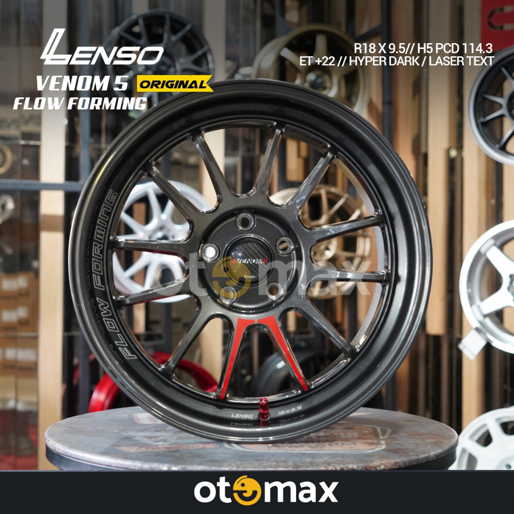 Jual Velg Mobil Lenso Venom 5 Ring 18 H5 Hyper Dark With Laser Text | Shopee Indonesia