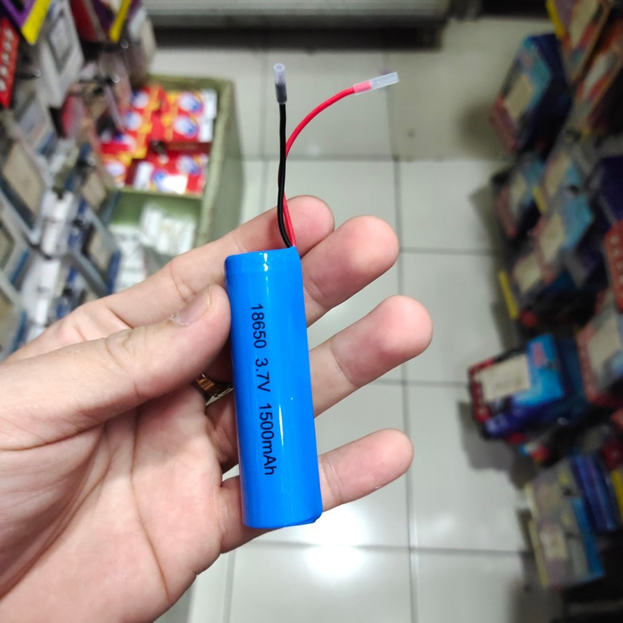 Jual Baterai 18650 model kabel 2 1500mah battery battle mantul murah meriah | Shopee Indonesia