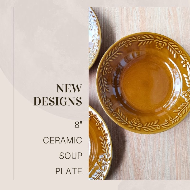 Jual PIRING MAKAN KERAMIK COKLAT HARVEST DIAMETER 21.5 CM (6biji ...