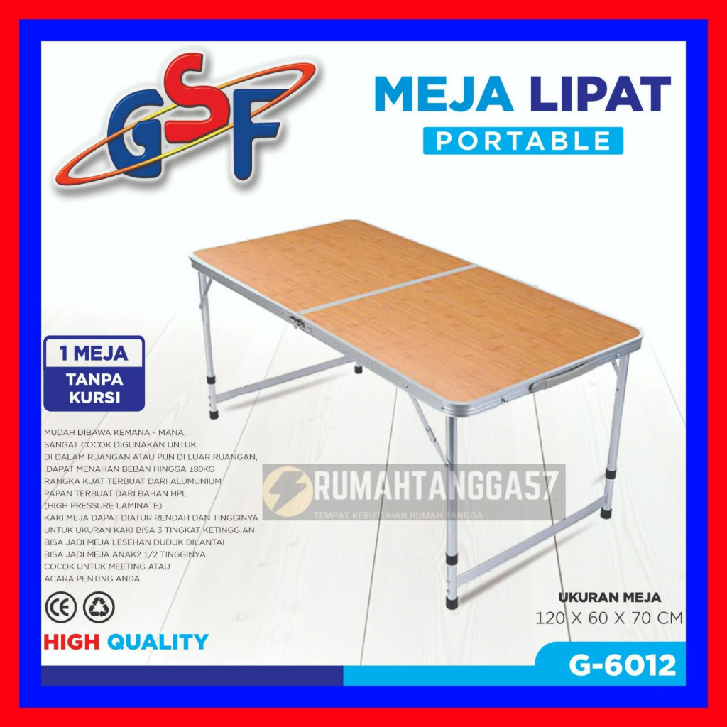 Jual MEJA LIPAT GSF G-6012 / MEJA LIPAT PORTABLE GSF 6012 / MEJA LIPAT SERBAGUNA 120CM X 60CM ...