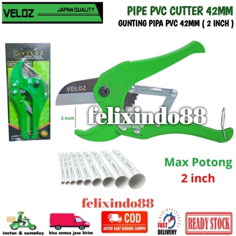 Jual GUNTING PIPA PVC 2 INCH ORIGINAL VELOZ PIPE PVC CUTTER 42 MM PEMOTONG ALAT POTONG PARALON ...