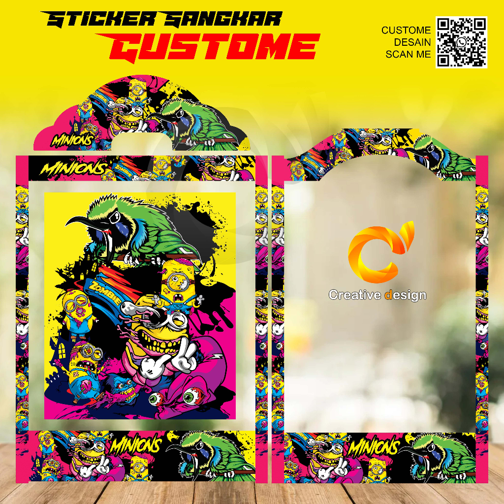 Jual STICKER DECAL SANGKAR KOTAK KIPAS MOTIF CUCAK IJO MINION ZOMBIE ...