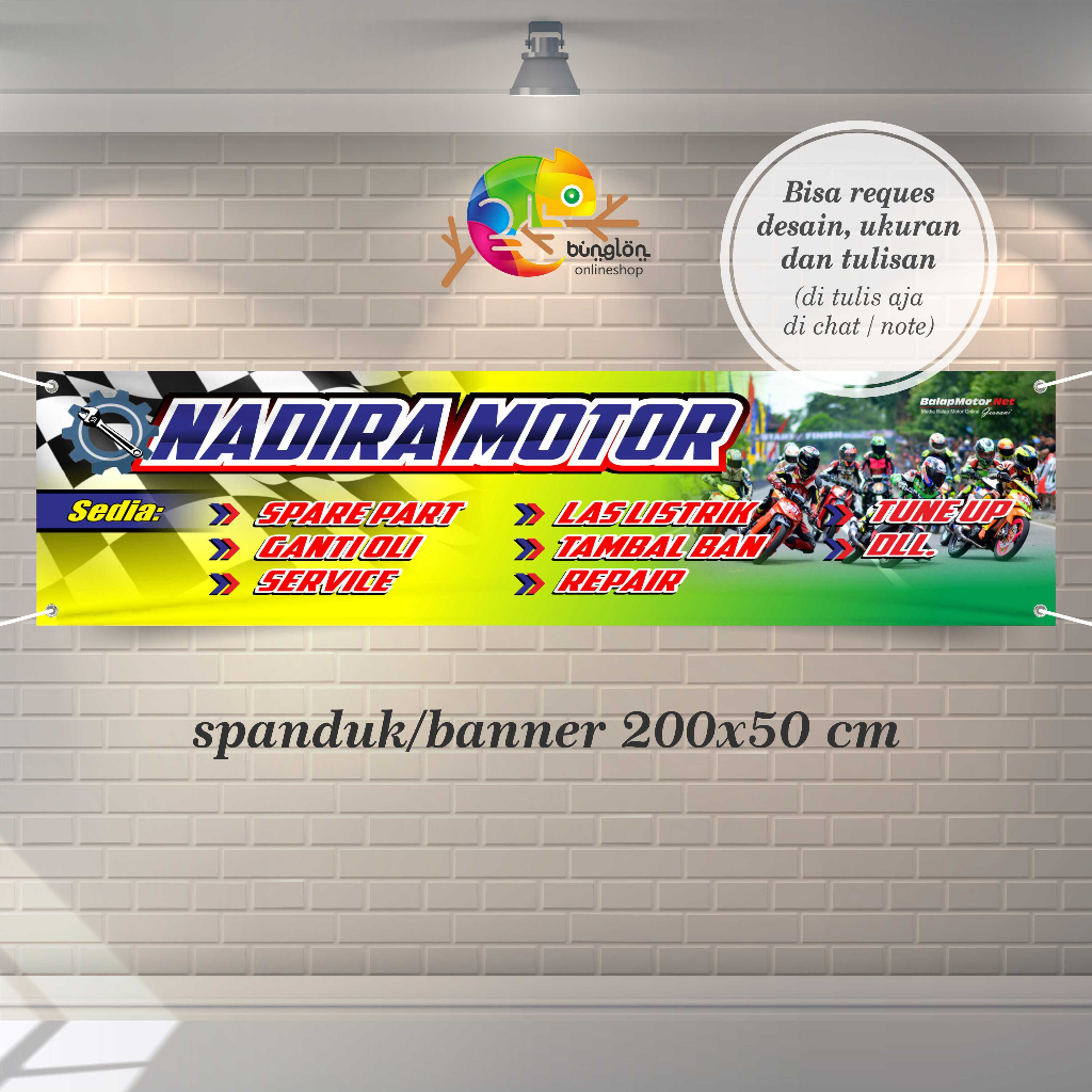 Jual 200x50 Spanduk Banner Bengkel Motor Murah Berkualitas Bisa Reques ...