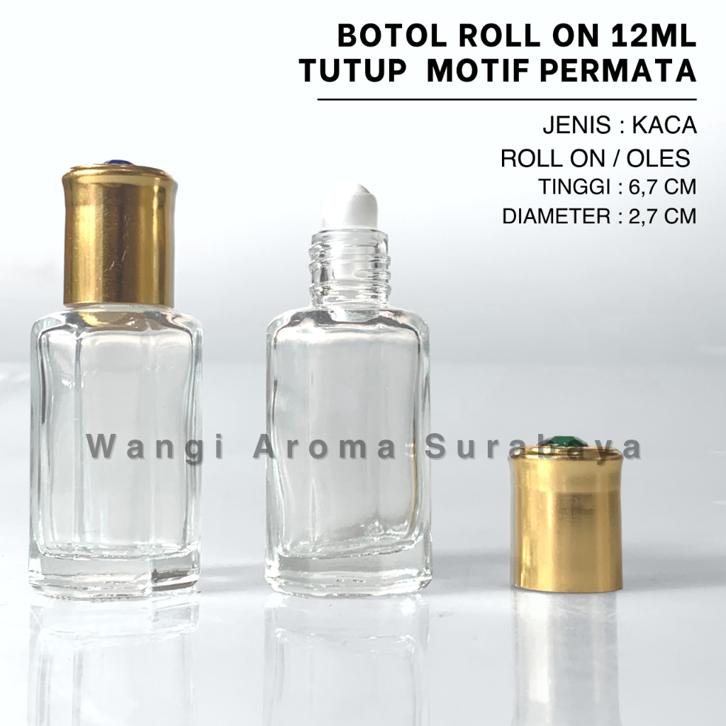 Jual Botol Roll On Tutup Permata 12ML - Botol Parfum Roll On Permata ...