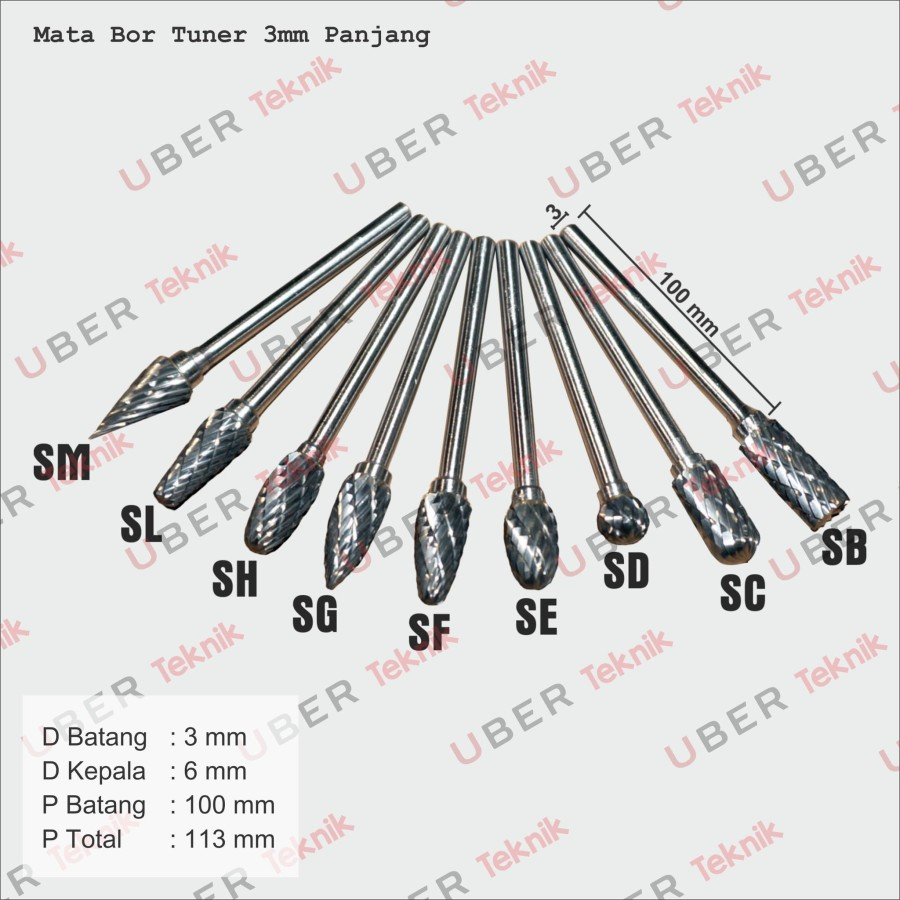 Jual Mata Bor Chun TUNER (Rotary File) Panjang as 3 mm | Shopee Indonesia