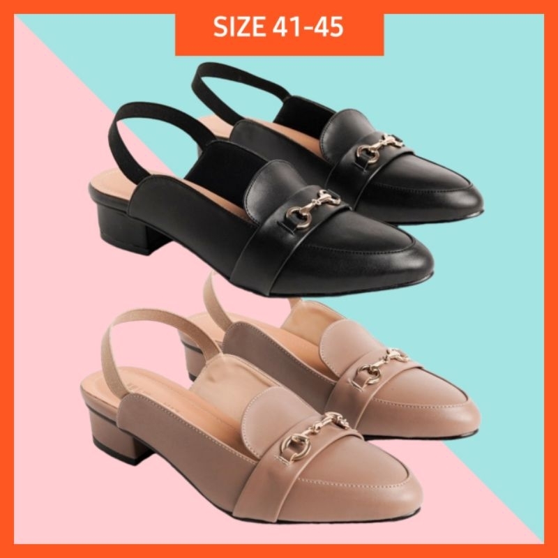 Jual high heels big size 41 45 jumbo hak tahu 3cm hitam coklat moka ...