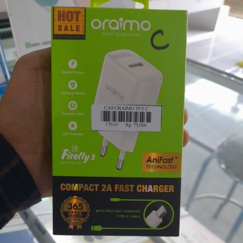 Jual Cas Oraimo type C compact 2A fast Charger | Shopee Indonesia