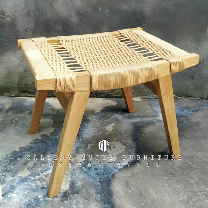 Jual kursi Stool Anyaman rotan kursi stool minimalis modern kayu jati ...