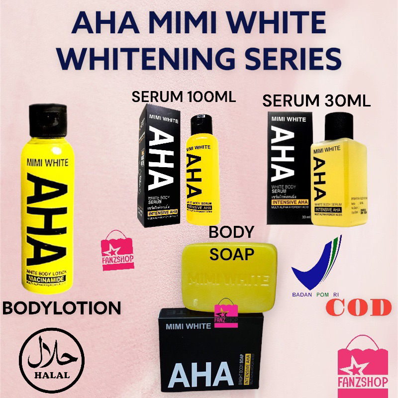 Jual AHA MIMI WHITE 100% ORIGINAL BPOM SERUM MIMI WHITE BODY LOTION AHA ...