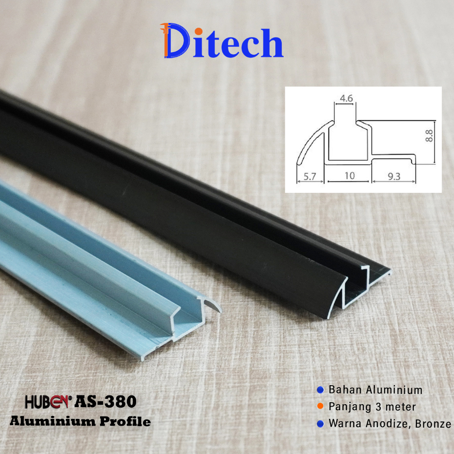 Jual Rel Pintu Sliding Huben AS 380 / Rel Pintu Lemari Geser AS-380 ...