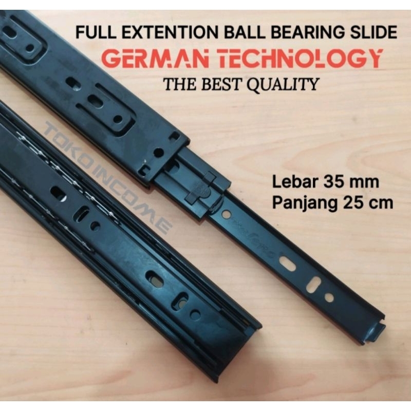 Jual Rel Laci 35 - 250 mm Hitam / Ball Bearing Full Extention Double ...