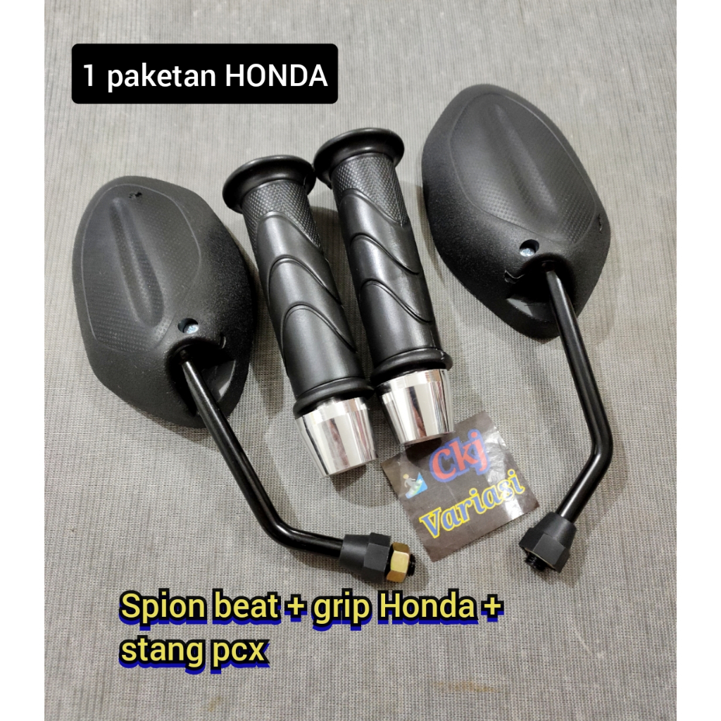 Jual Spion Standar Beat Tangkai Hitam plus grip plus stang pcx | Shopee ...