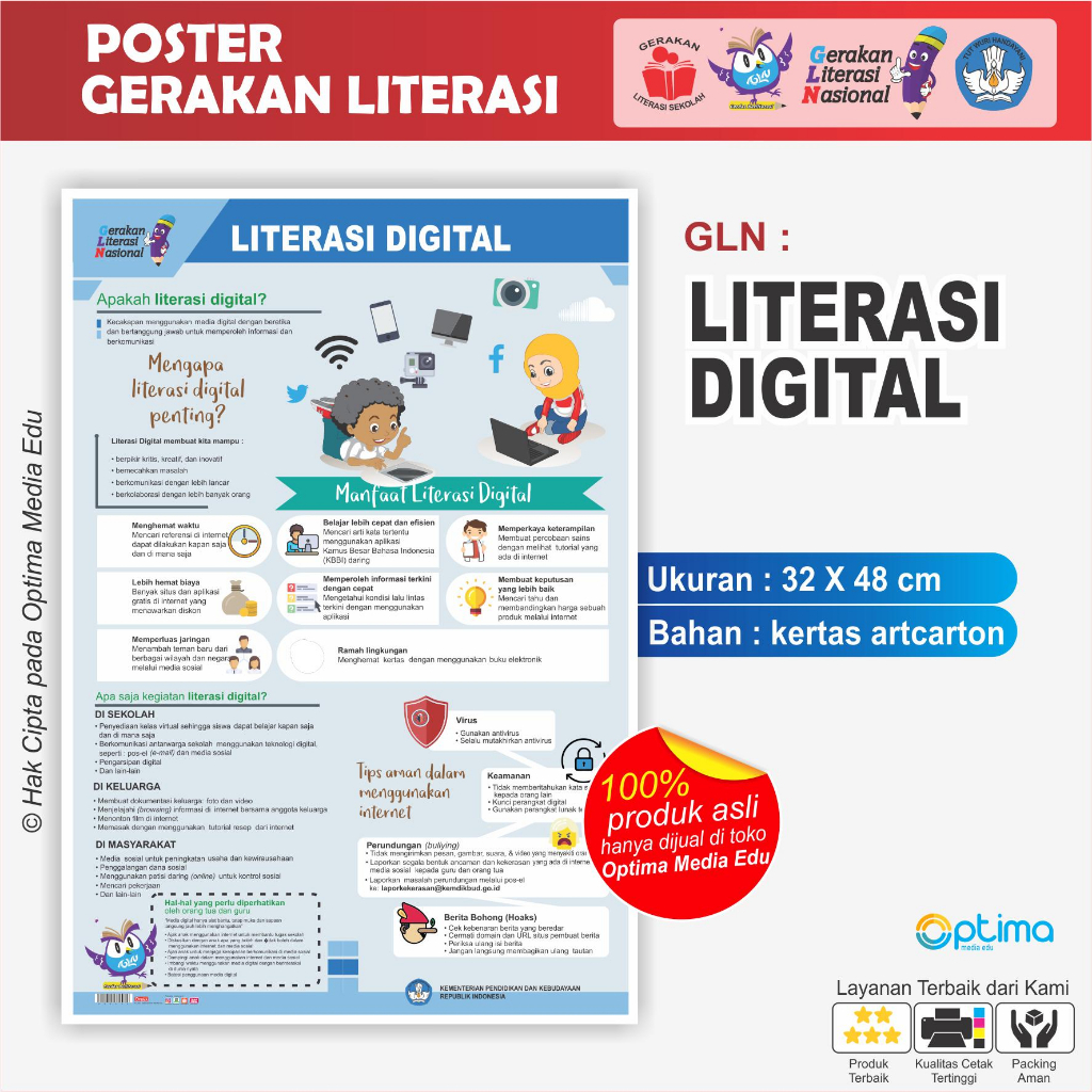 Jual Poster Gerakan Literasi Sekolah / Nasional GLS/GLN, SD, SMP, SMA ...