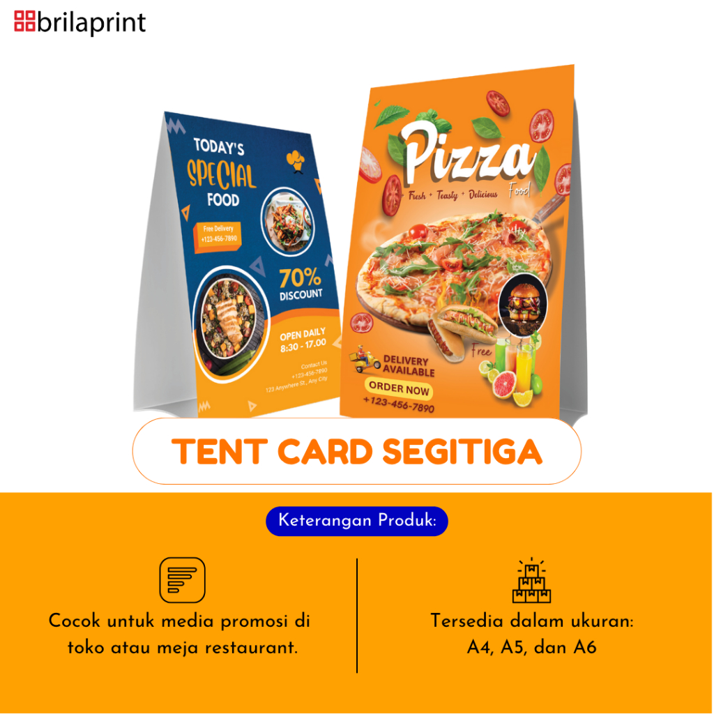 Jual Cetak Tent Card Segitiga 2 Sisi | Ukuran A4 / A5 Bisa Laminasi ...