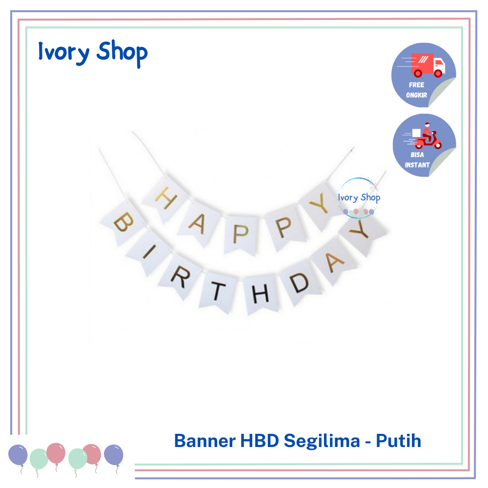Jual Banner HBD Segi Lima Happy Birthday Bunting Flag Ulang Tahun Biru ...