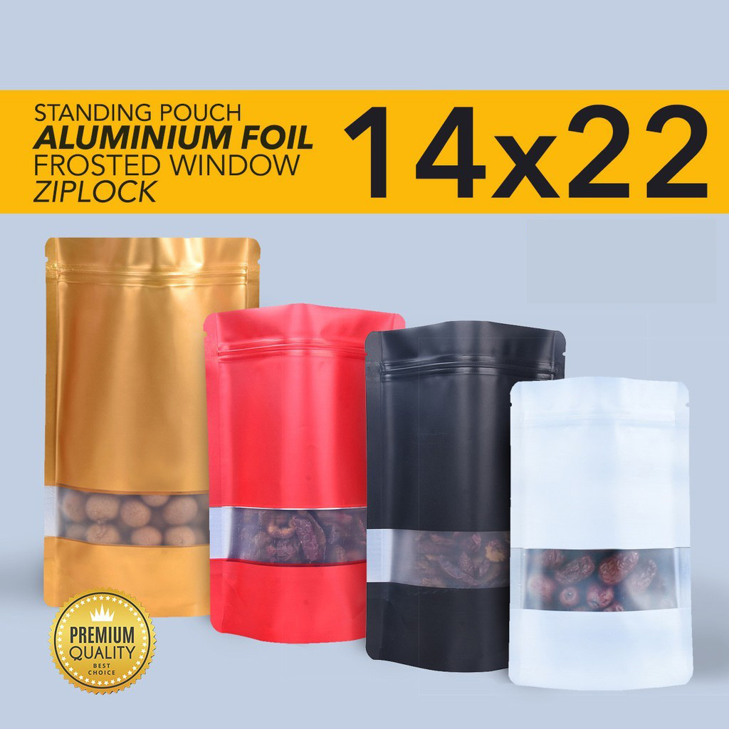 Jual Standing Pouch Window Aluminium Foil dengan Ziplock 14 x 22 cm ...
