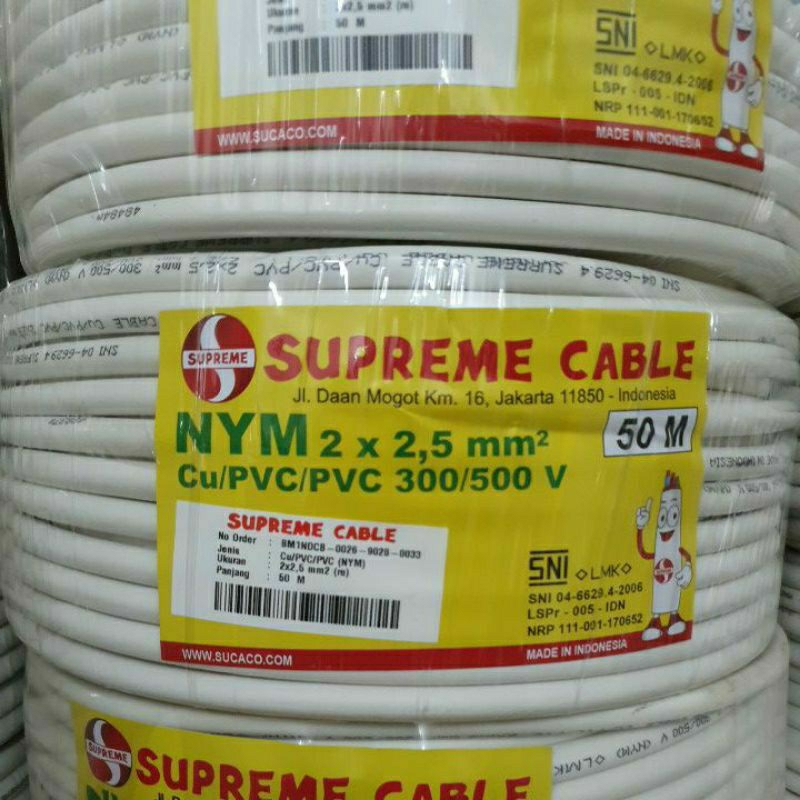 Jual Kabel Supreme NYM 2x2,5 (50 M) / Kabel Putih Supreme 2x2,5 mm (50 ...
