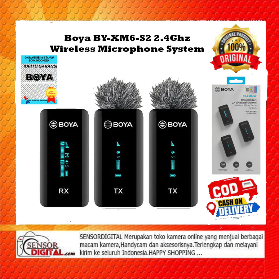 Jual Boya BY-XM6-S2 2.4Ghz Wireless Microphone System Mic VLOGGER ...