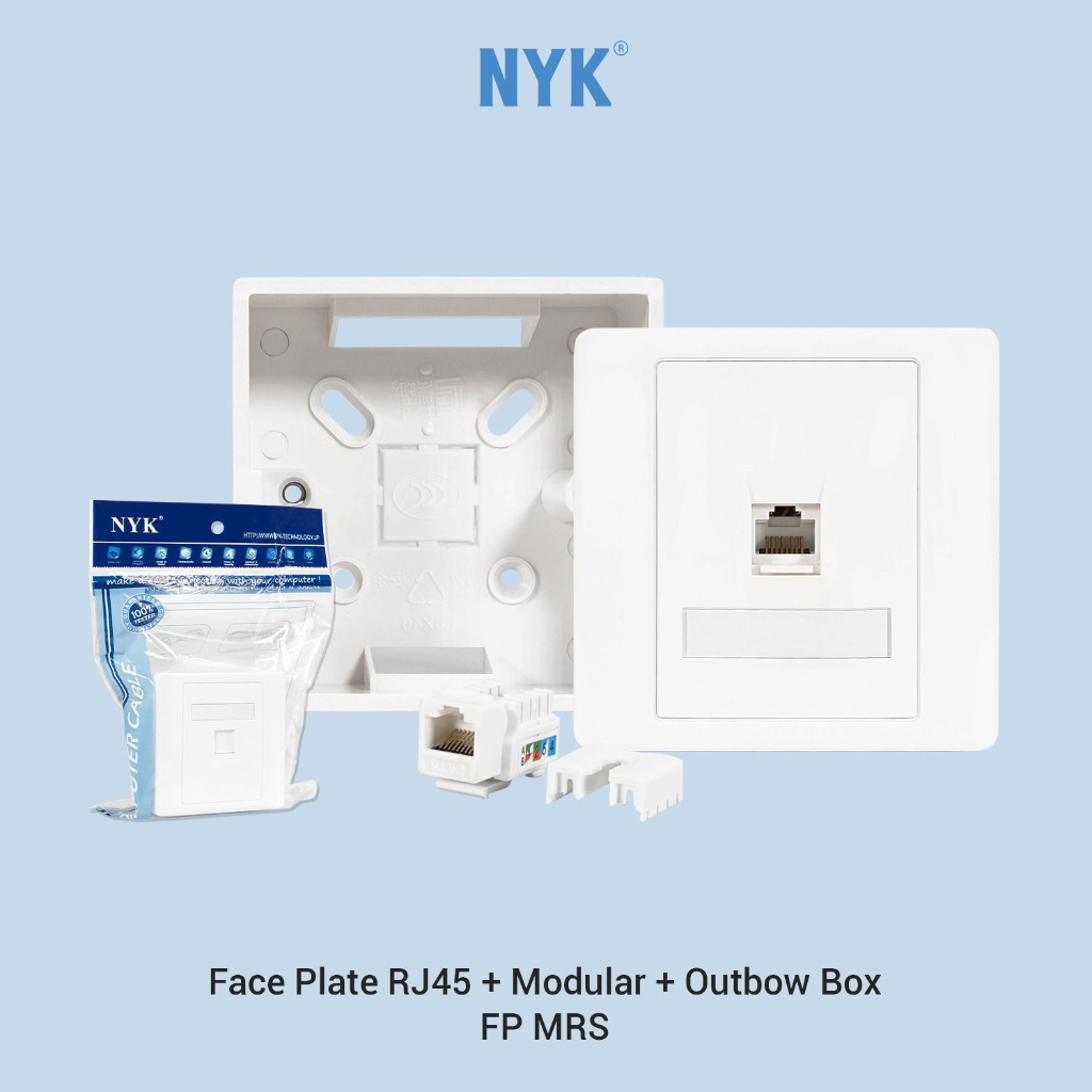 Jual Nyk Wall Face Plate Lan RJ45 Single Modular + Outbow Box - FP MRS ...