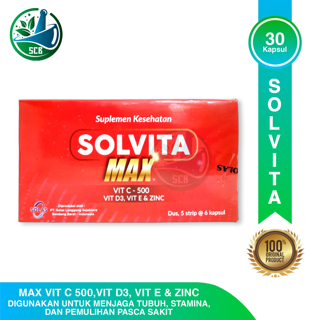 Jual Solvita MAX Per BOX 30 Kapsul - Vit C 500 / Vit D3 / Vit E & Zinc | Shopee Indonesia