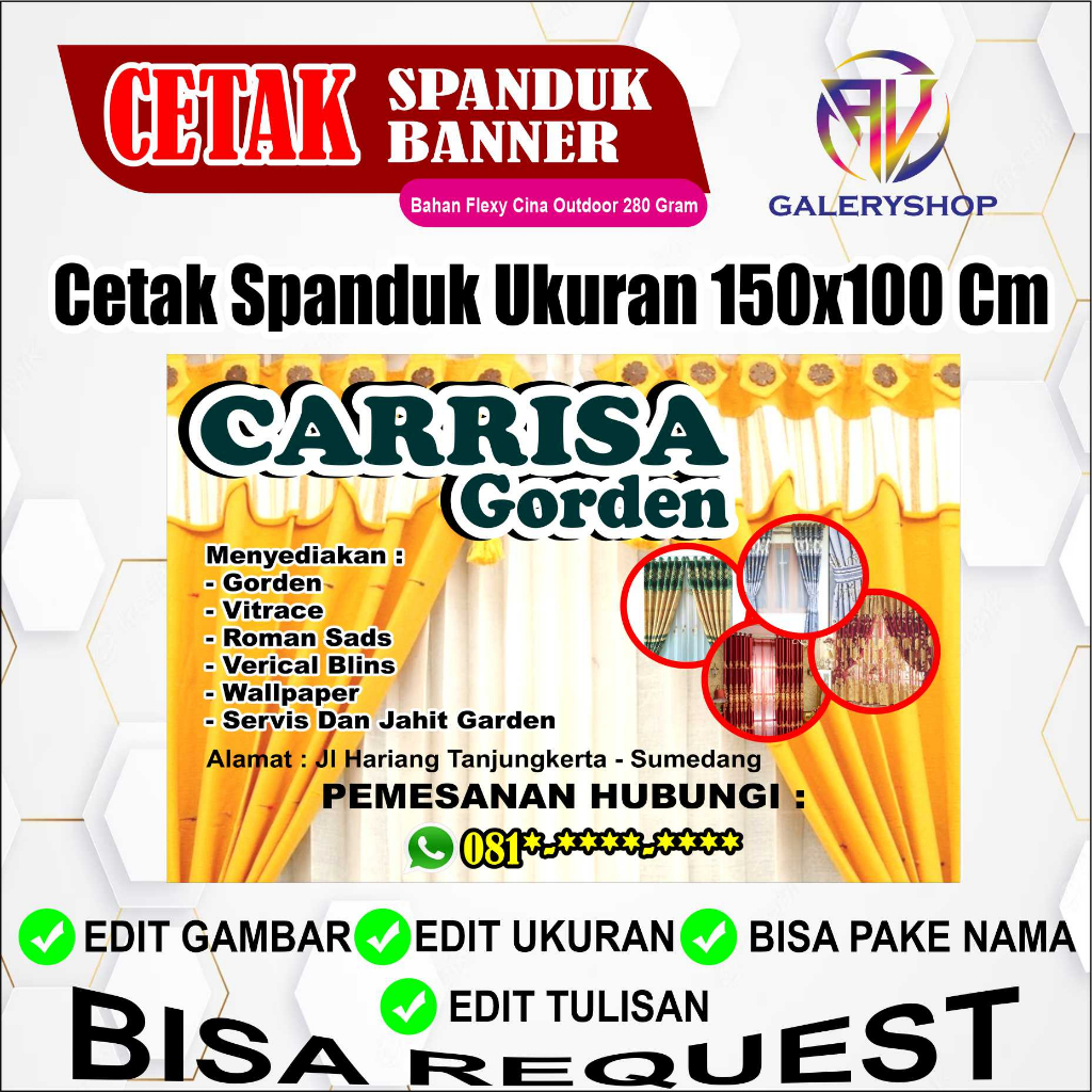 Jual cetak spanduk banner jualan gorden dll. 150x100 cm | Shopee Indonesia