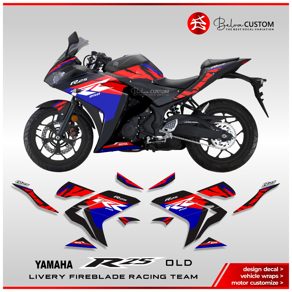 Jual Striping R25 Old Livery Fireblade Racing / Stiker Motor Yamaha R25 ...