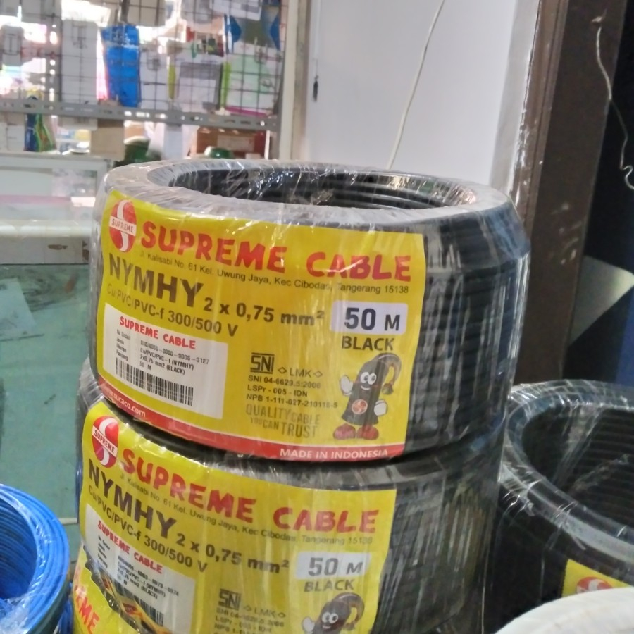 Jual KABEL LISTRIK MERK SUPREME NYYHY 2X0.75 L / 2X0.75 PER METER | Shopee Indonesia
