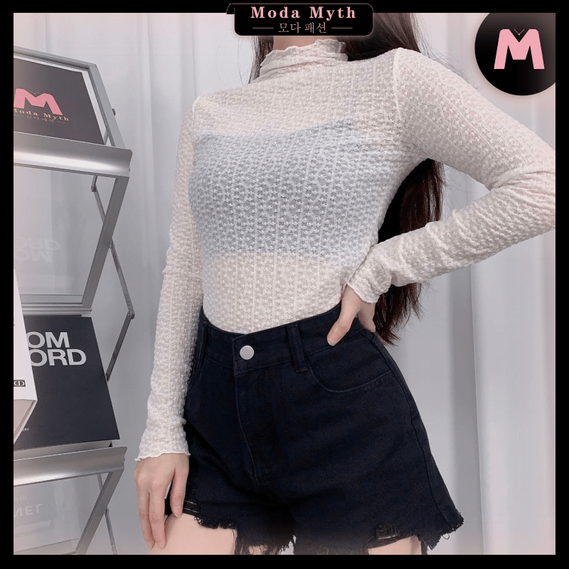 Jual MODAMYTH H24 - BAJU ATASAN WANITA KRIWIIL TRANSPARAN BAJU LENGAN PANJANG FASHION PREMIUM ...