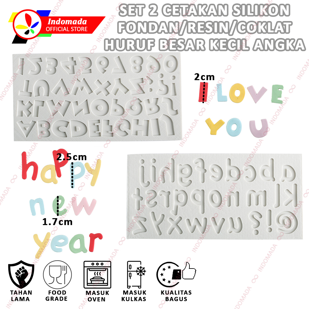Jual Indomada Cetakan Set 2 Huruf Besar 2 cm Kecil 1.7 cm Angka Kartun ...