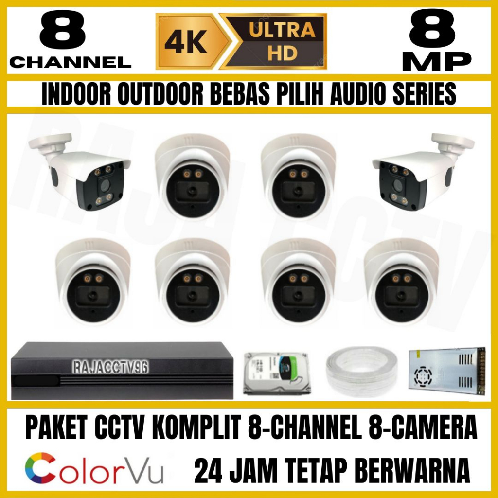 Jual PAKET CCTV 8MP COLORVU COLORFUL 8 CHANNEL 8 KAMERA ULTRA HD 4K ...