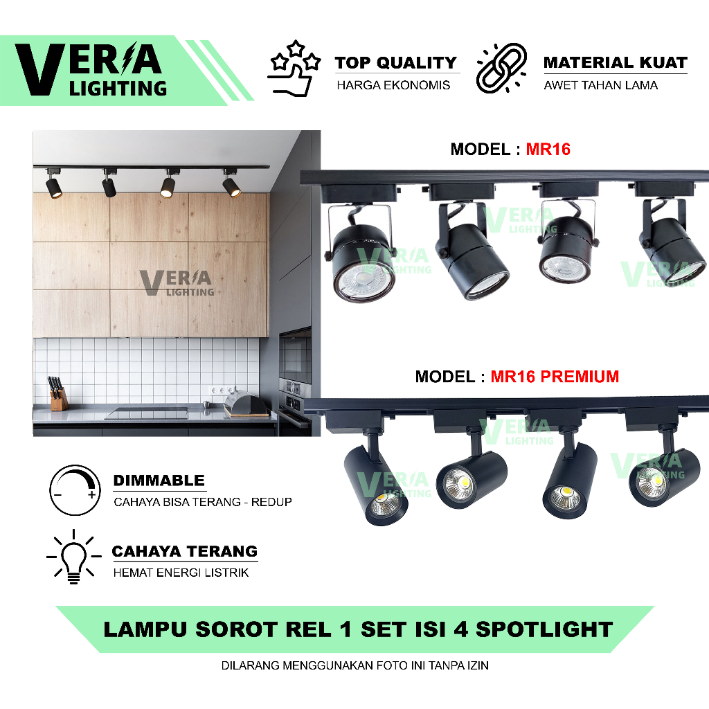 Jual Lampu Sorot Rel 1 Set isi 4 LED Track Light Rell Spotlight Dimmable | Shopee Indonesia