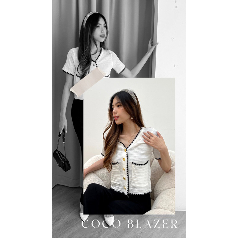Jual COCO BLAZER - Sreca Clothing | Premium Knit Outer/ Top Wanita | Korean Style Blazer ...
