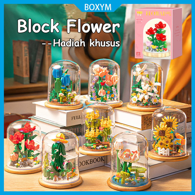 Jual Bunga Model Nano Block Flowers Mawar Pot DIY Mainan Balok Buket ...