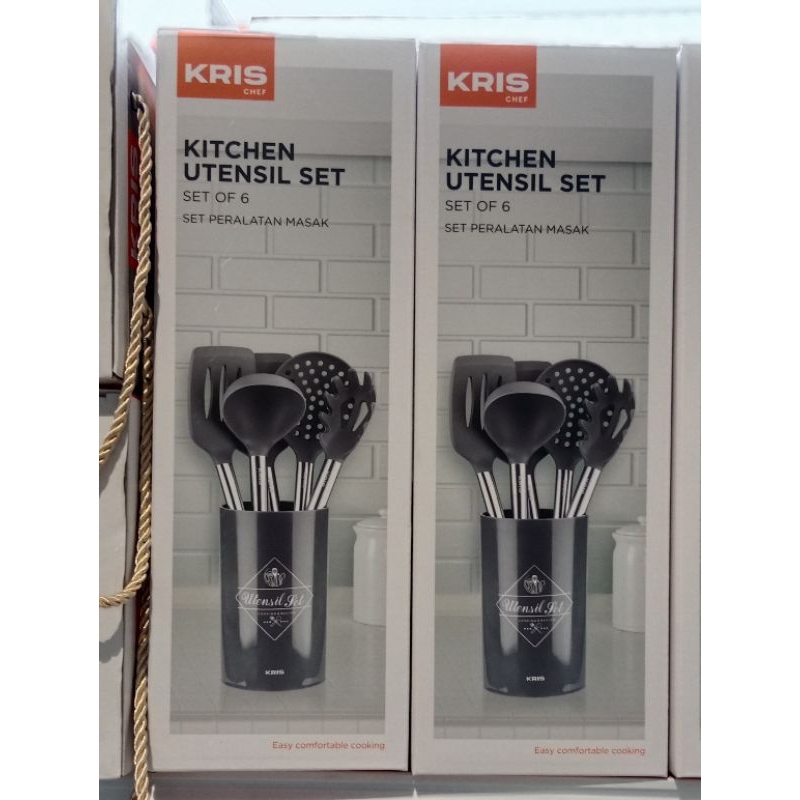 Jual KRIS Set Alat Masak Dengan Holder/Utensil Dapur AbuAbu | Shopee ...