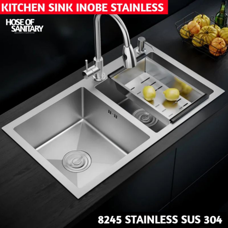 Jual PROMO!!! Paket Kitchen sink INOBE 8245 Stainless / Bak cuci piring ...