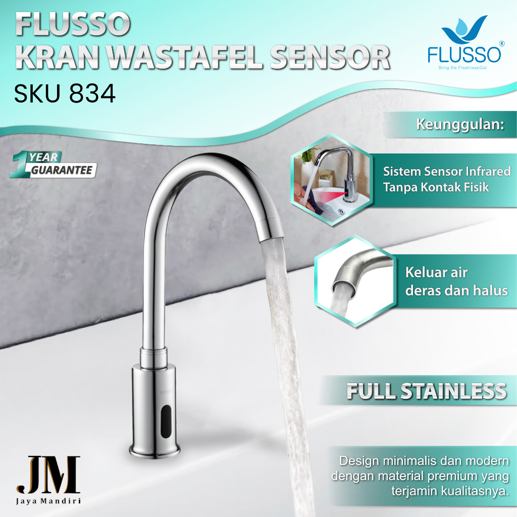 Jual Flusso Kran sensor keran Angsa Wastafel Sensor Otomatis Kran Sink ...