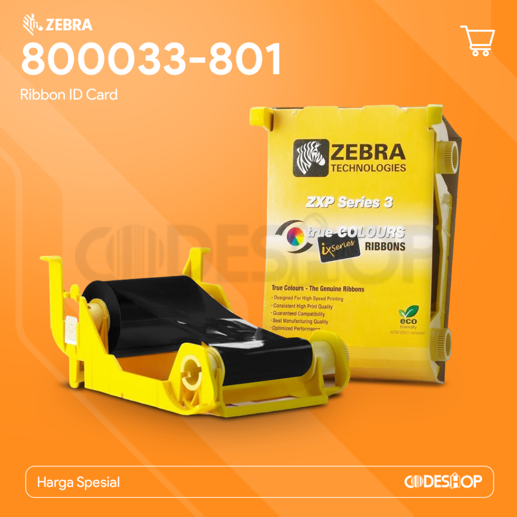 Jual Zebra 800033-801 Tinta Ribbon Printer Hitam ID Card ZXP 3 Series ...