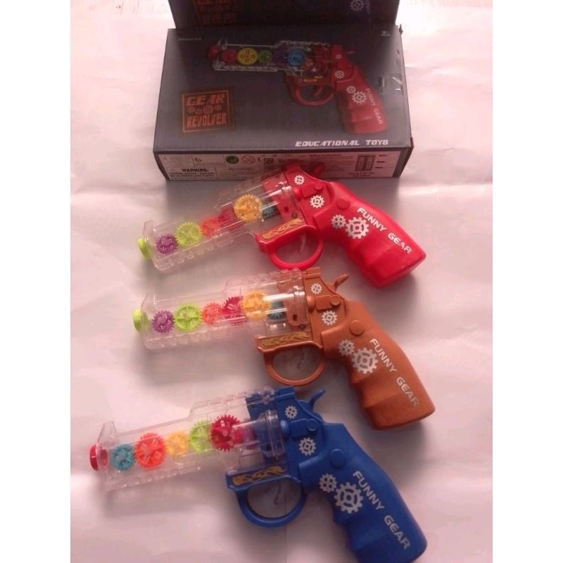 Jual mainan anak anak pistol lampu gear dan kedap kedap lampu warna warni pakai baterai AA2 biji ...